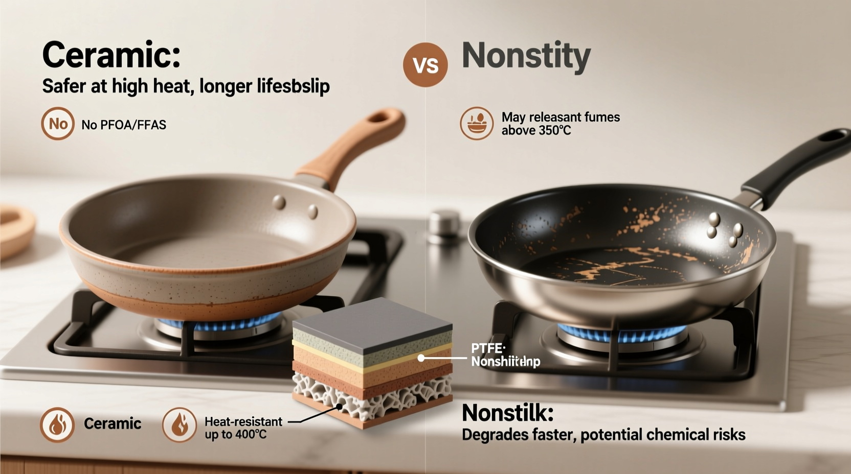 Ceramic Cookware Vs Nonstick Which Lasts Longer And Is Safer Long Term