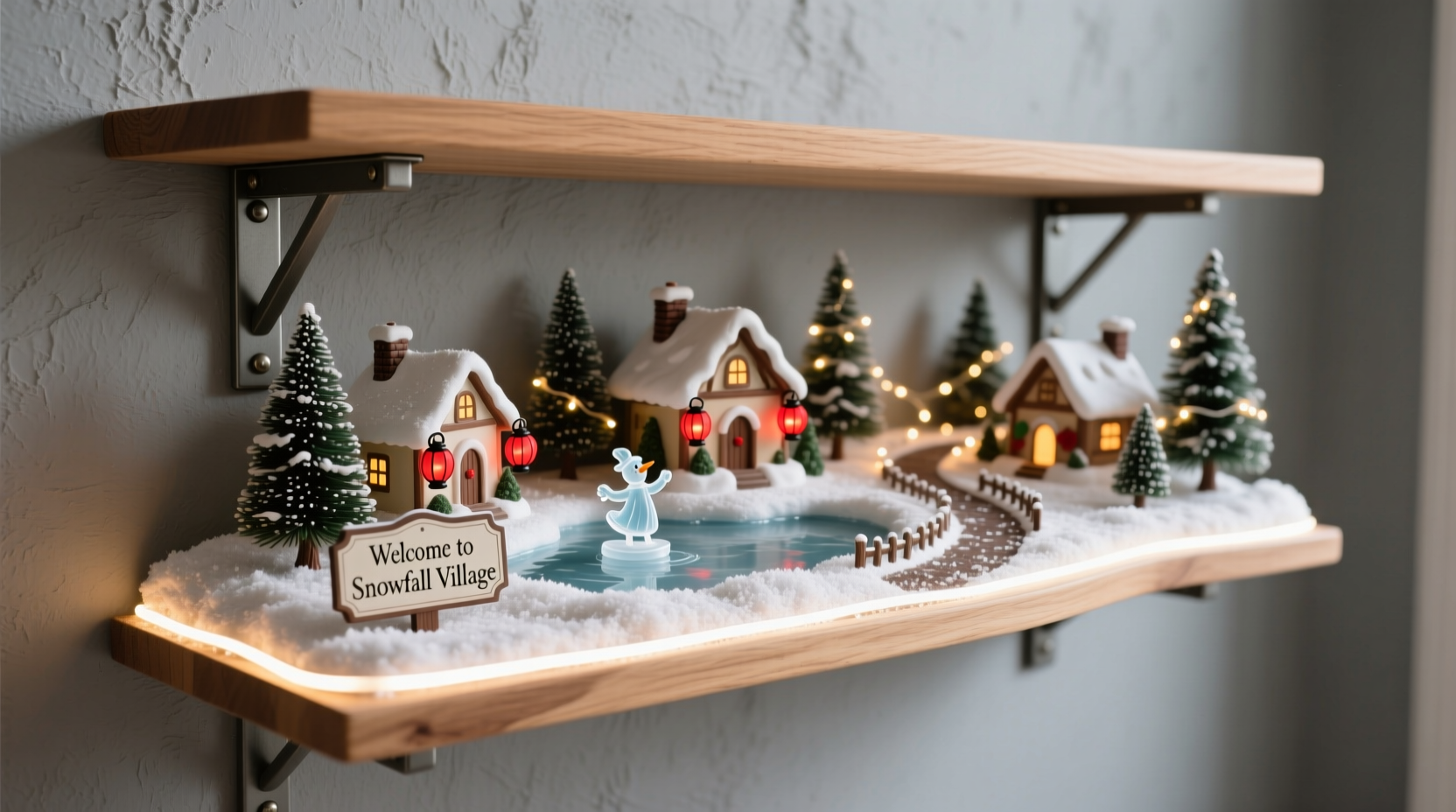 How To Build A Floating Shelf Display For Christmas Village Scenes Safely