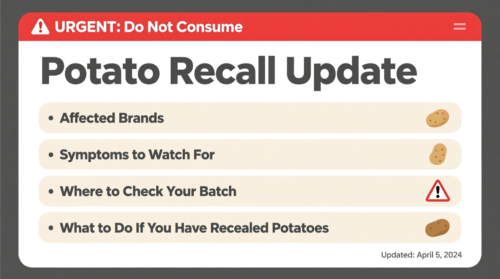 Latest Update On The Potato Recall: What You Need To Know