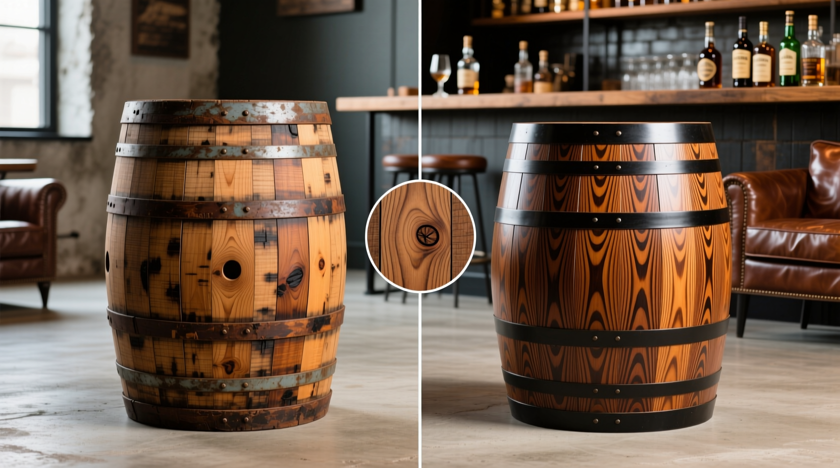 Whiskey Barrel Furniture Real Or Fake Wood Look Differences