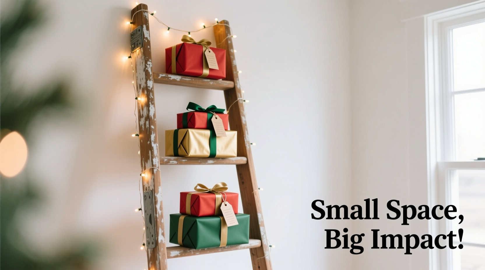 How To Turn A Thrifted Ladder Into A Vertical Gift Display For Small Spaces