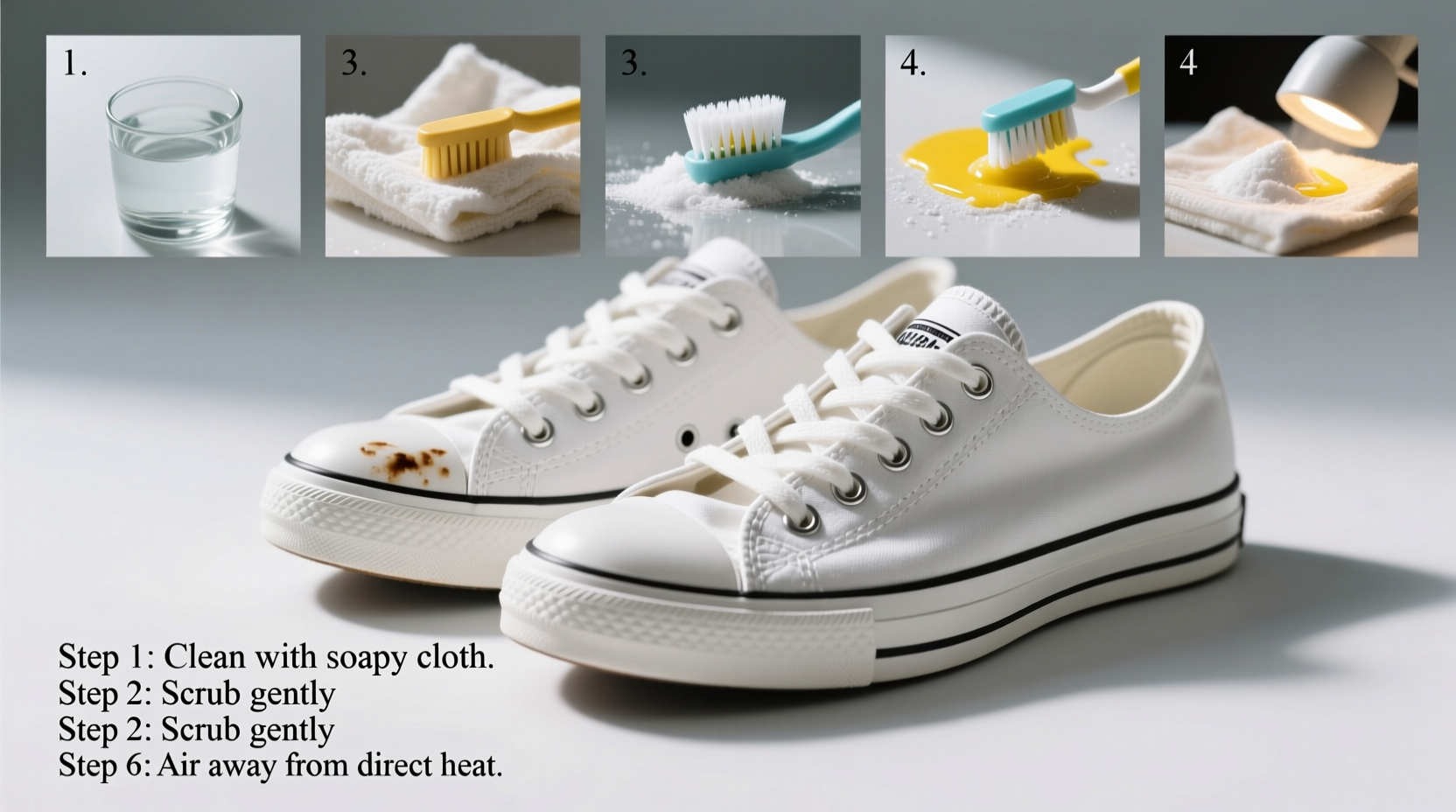 Step By Step Guide To Removing Yellow Stains From White Canvas Shoes ...