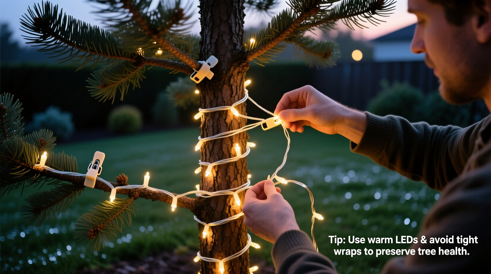 How To Safely Wrap Fairy Lights Around A Real Pine Tree Without ...