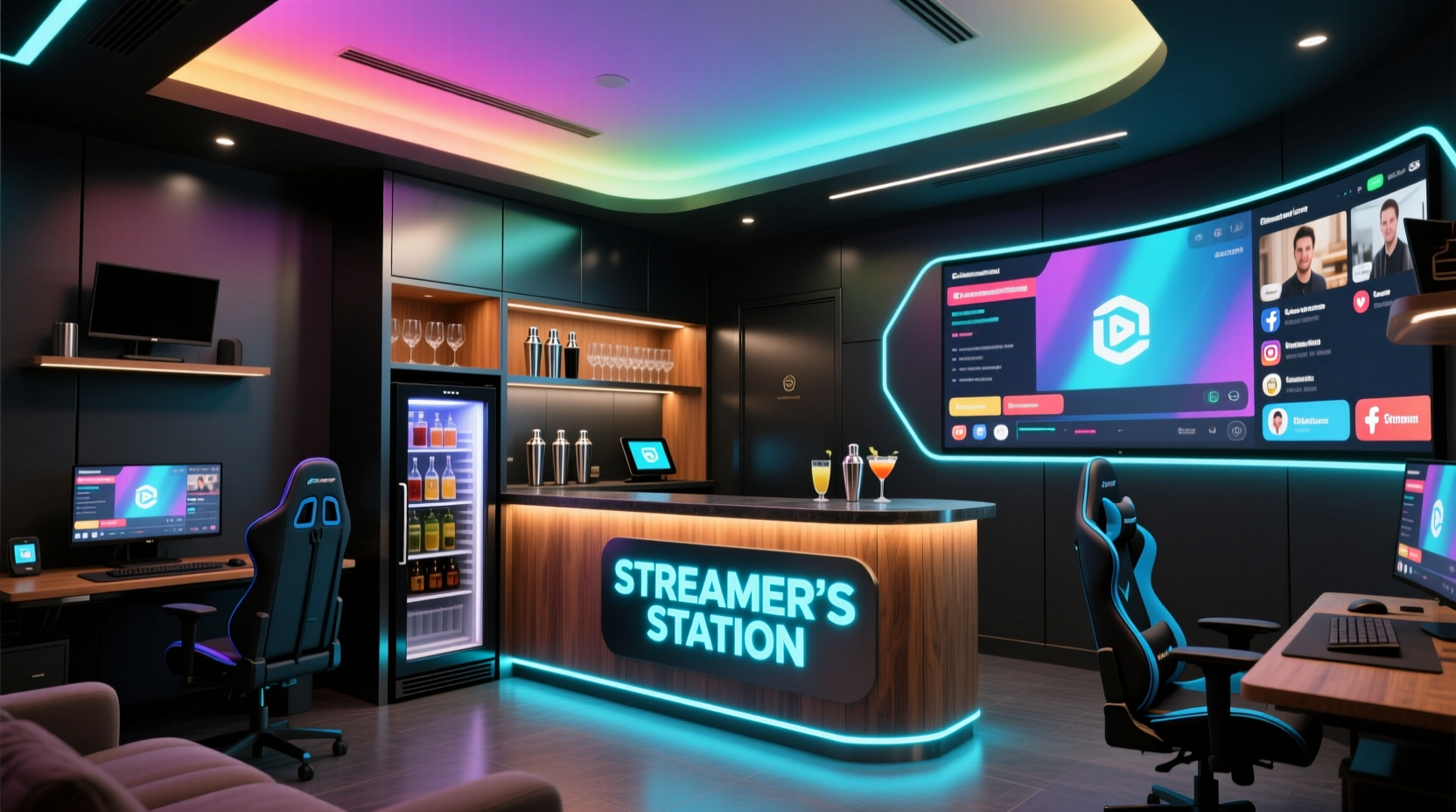 How To Create A Gaming Lounge With A Built-in Mini Bar For Streamers