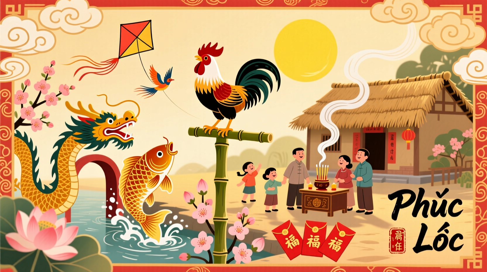 What Vietnamese New Year Illustrations Represent