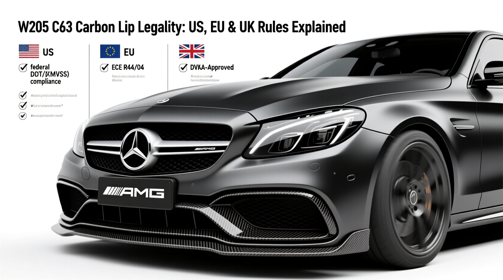 W205 C63 Carbon Lip Legality: US, EU & UK Rules Explained