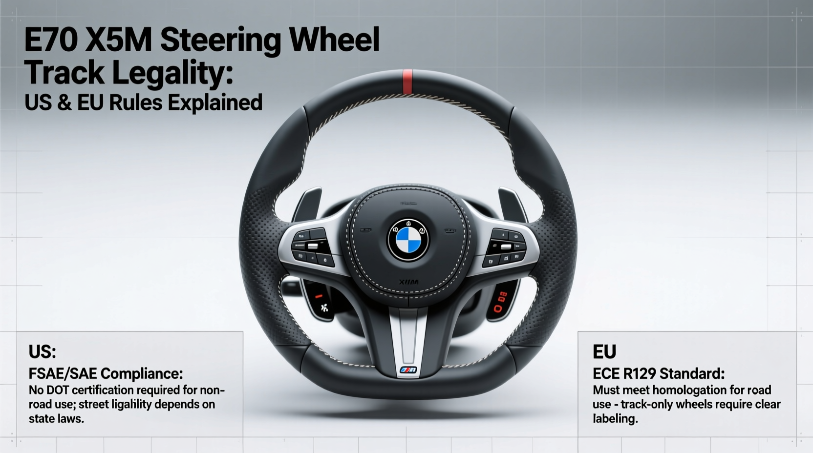 E70 X5M Steering Wheel Track Legality: US & EU Rules Explained
