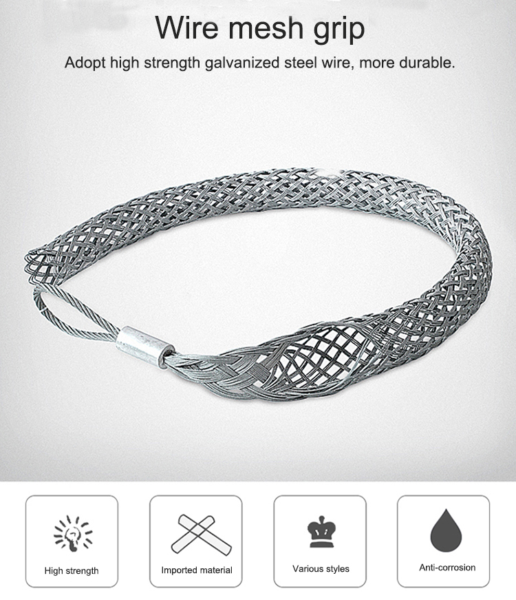 20kN High Strength Single Conductor Wire Mesh Clip Cable Pull Clamp ...