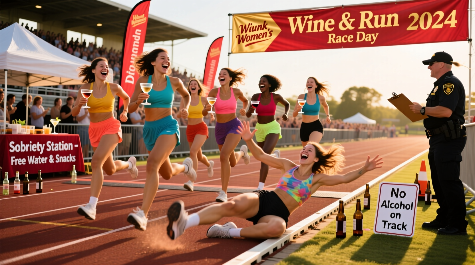 Drunk Women's Race Day at the Track: Celebration and Caution