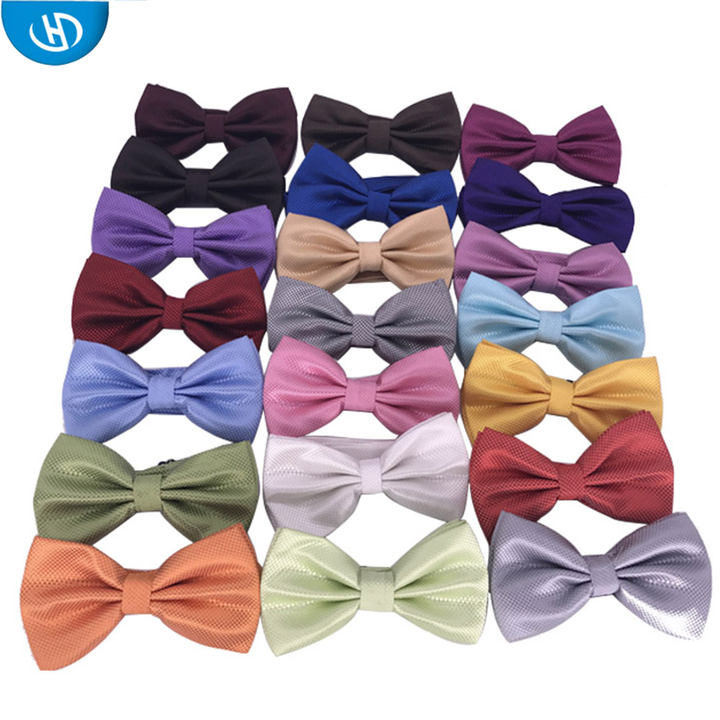 Wholesale Plain Black Mens Bowties Check Polyester Solid Color Bow Tie ...