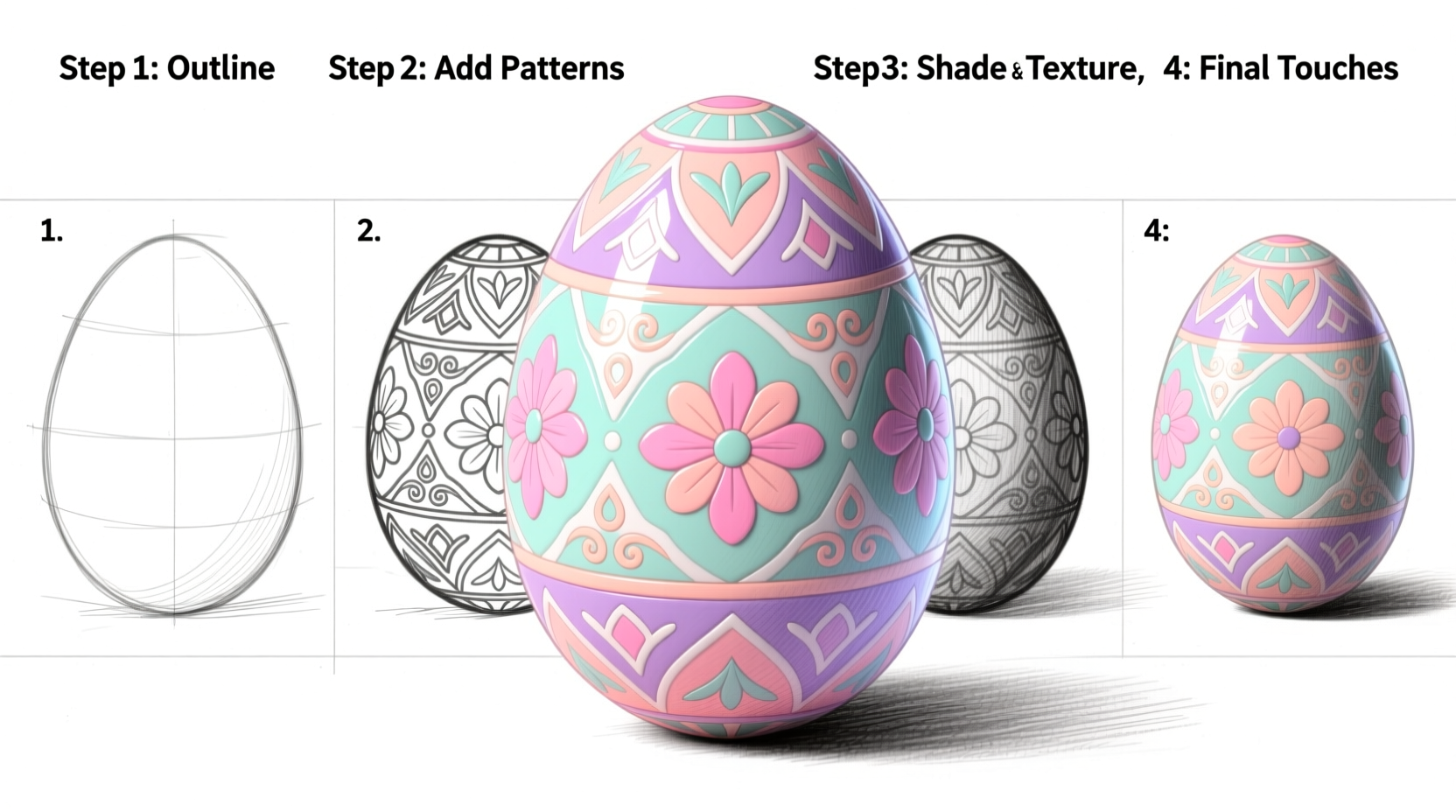 How to Draw a Big Easter Egg Step by Step