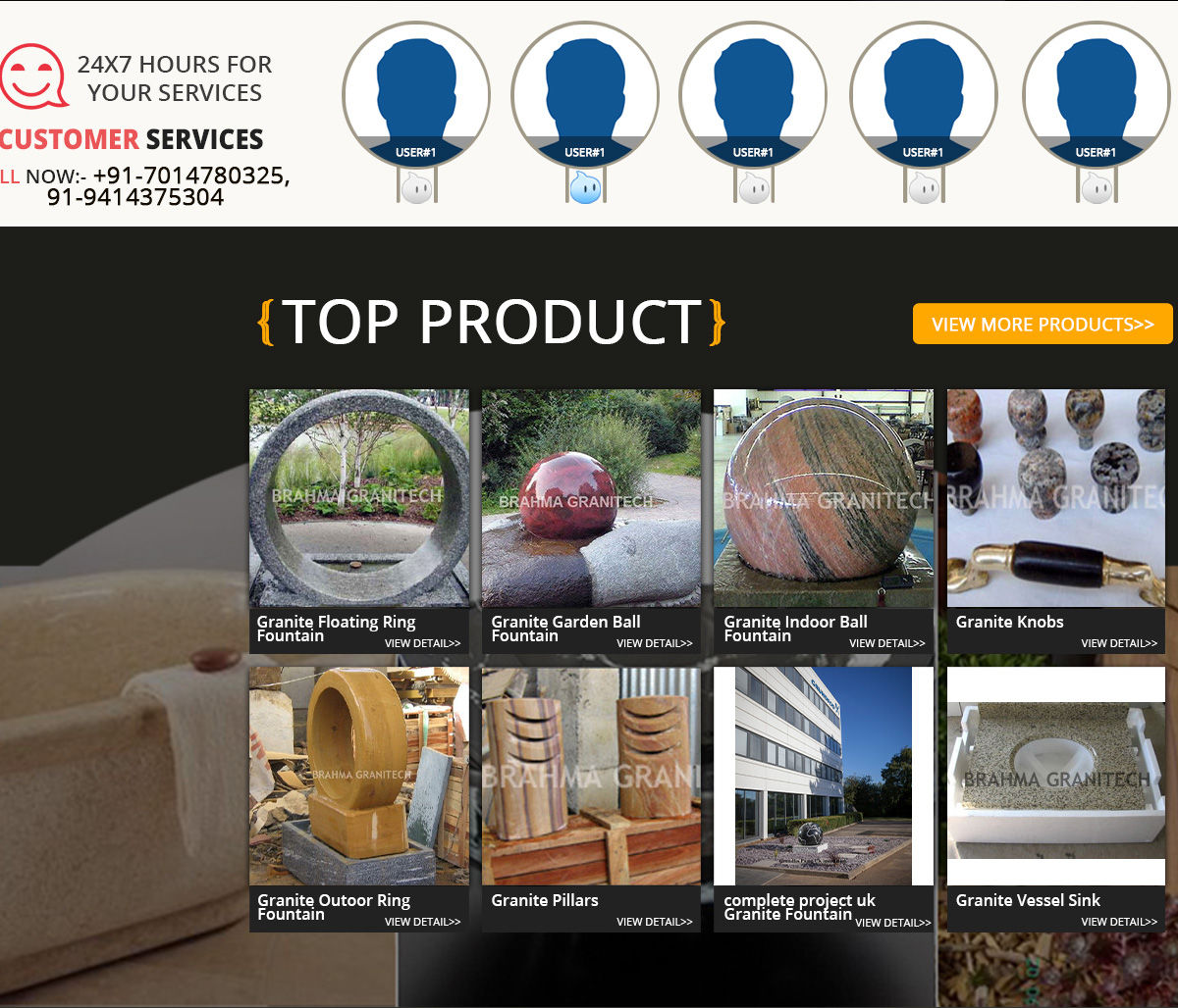 BRAHMA GRANITECH - stone Sphere Fountain, granite Ball Fountain