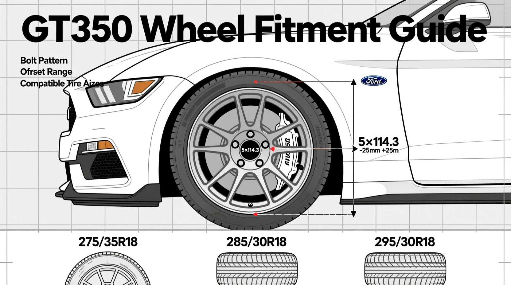 GT350 Wheel Fitment Guide: Bolt Pattern, Offset & Tire Sizes