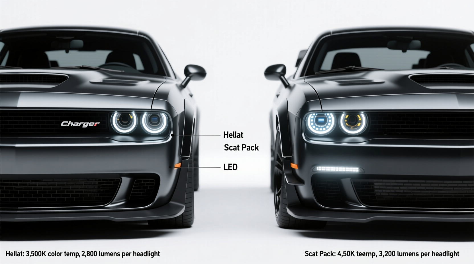 Charger Hellcat vs Scat Pack LED Headlights: Fact-Based Comparison