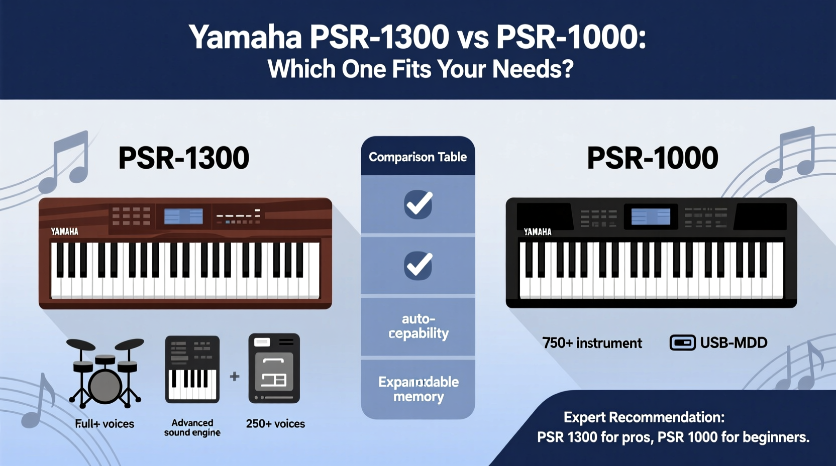 How to Choose Between Yamaha PSR-1300 and PSR-1000: Buying Guide