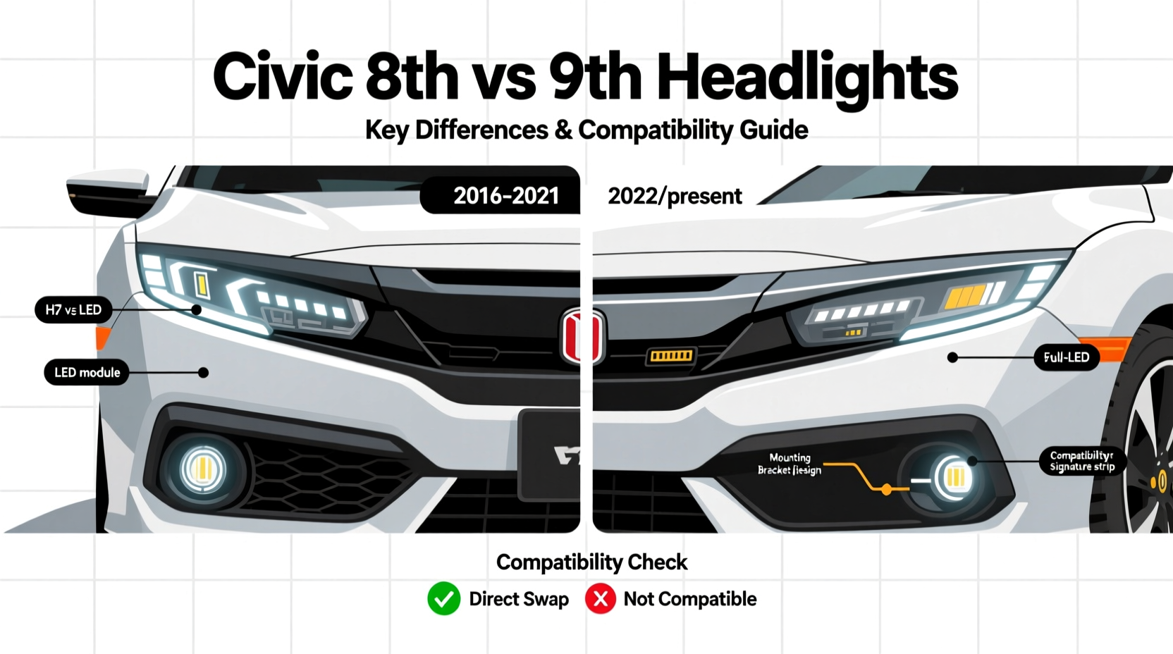 Civic 8th vs 9th Headlights: Key Differences & Compatibility Guide