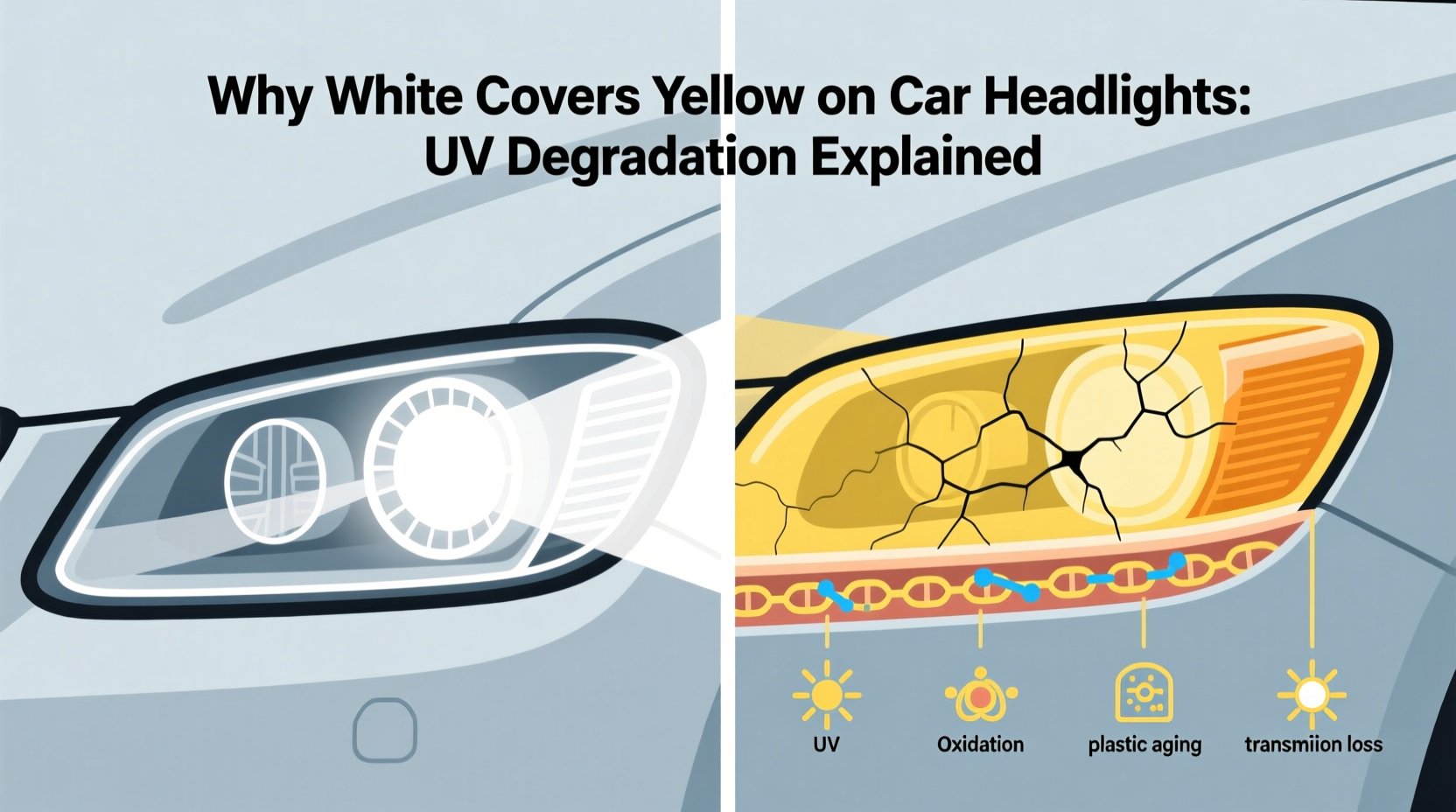 Why White Covers Yellow on Car Headlights: UV Degradation Explained