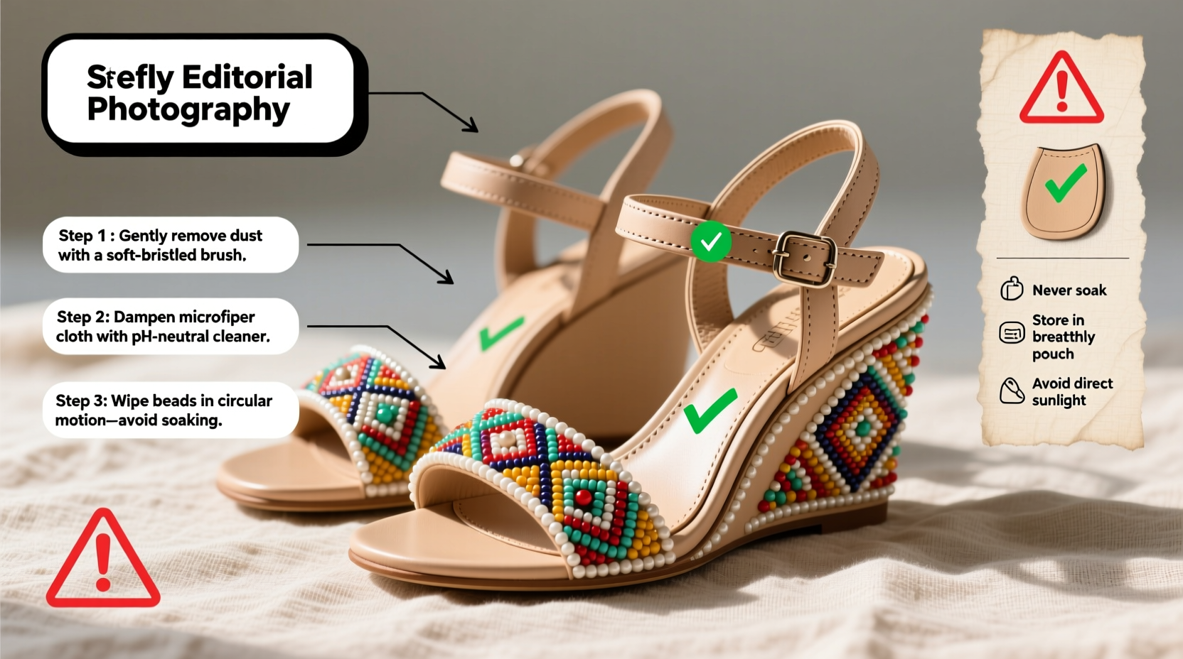 The Ultimate Guide To Cleaning And Caring For Beaded Wedge Sandals ...
