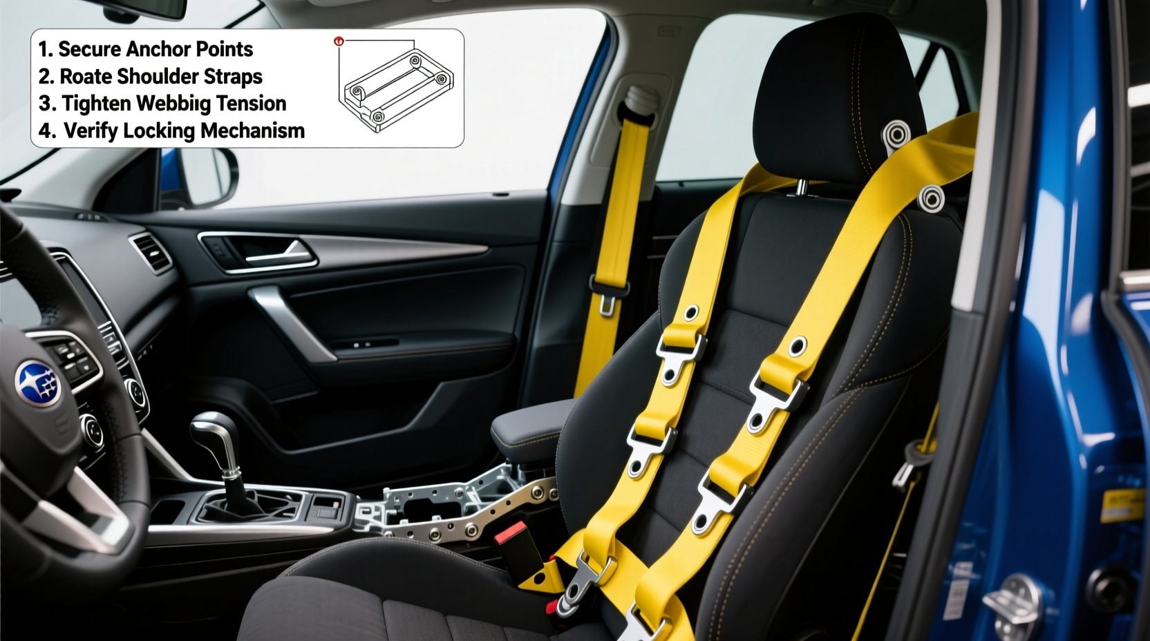 How to Install a Yellow Racing Harness in a Subaru WRX