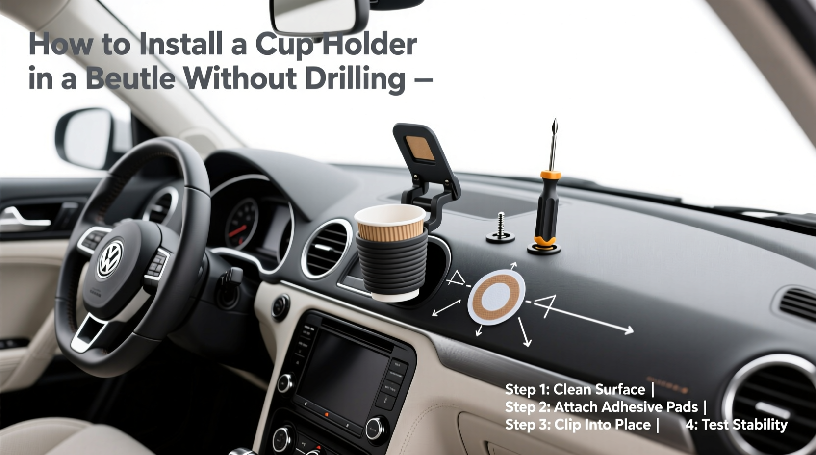 How to Install a Cup Holder in a Beetle Without Drilling