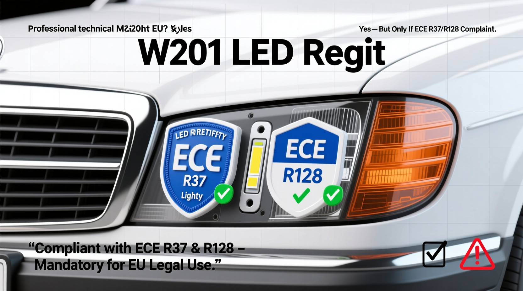 W201 LED Retrofit Legal in EU? Yes — But Only If ECE R37/R128 Compliant