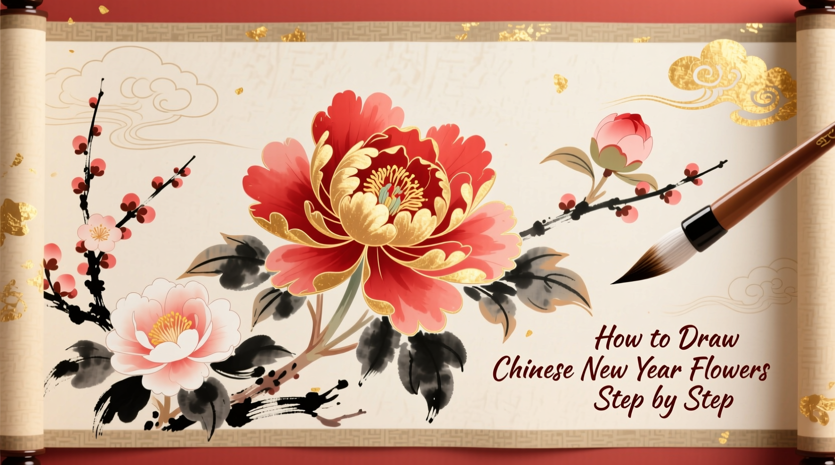 How to Draw Chinese New Year Flowers Step by Step