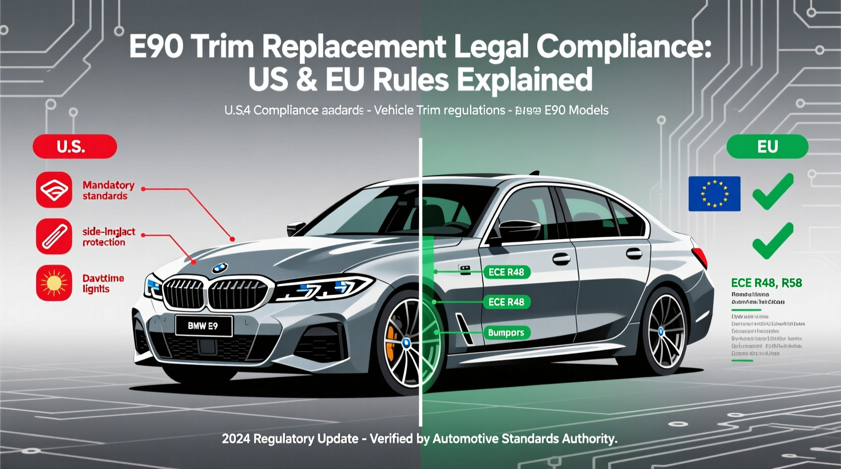 E90 Trim Replacement Legal Compliance: US & EU Rules Explained