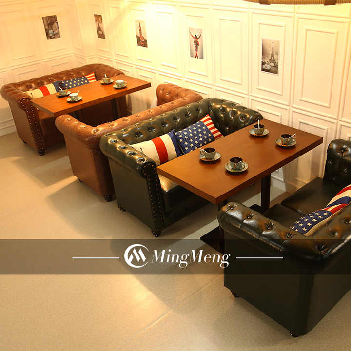 Vintage Leather Chesterfield Sofa Set for Restaurant Cafe Hotel Club ...