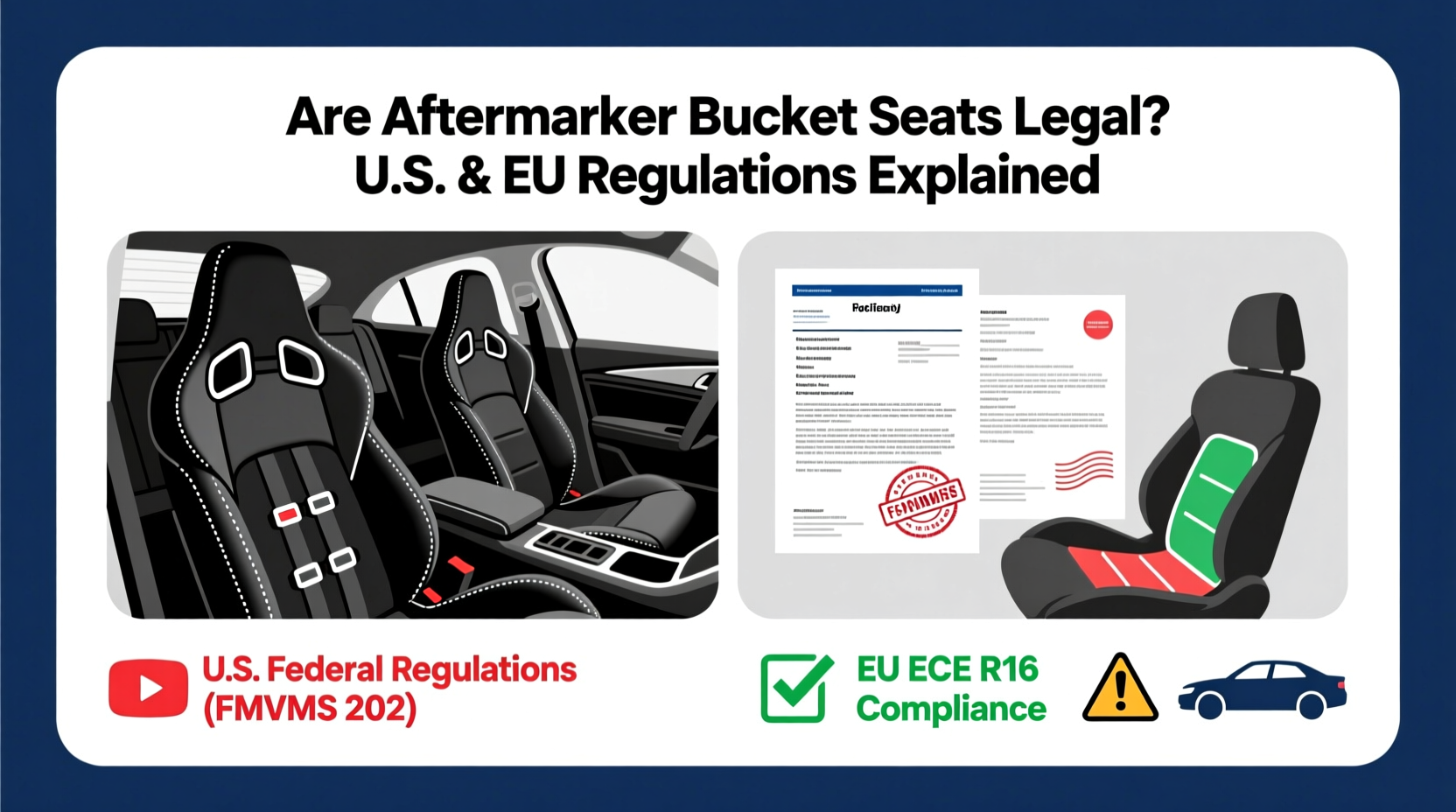 Are Aftermarket Bucket Seats Legal? U.S. & EU Regulations Explained