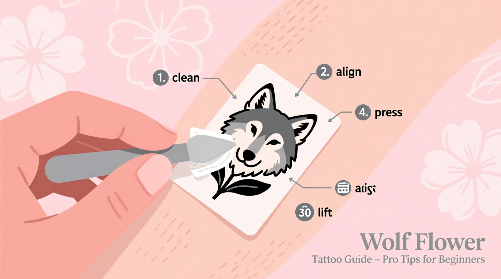 Step By Step Guide To Applying Wolf Flower Temporary Tattoos For ...