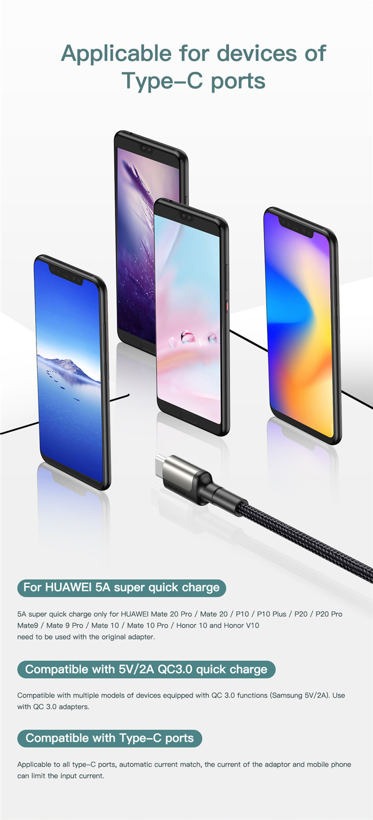 Cablu De Incarcare Tip USB-C, 2m, 5V/5A, 25W, Transfer date 480 Mbps ...