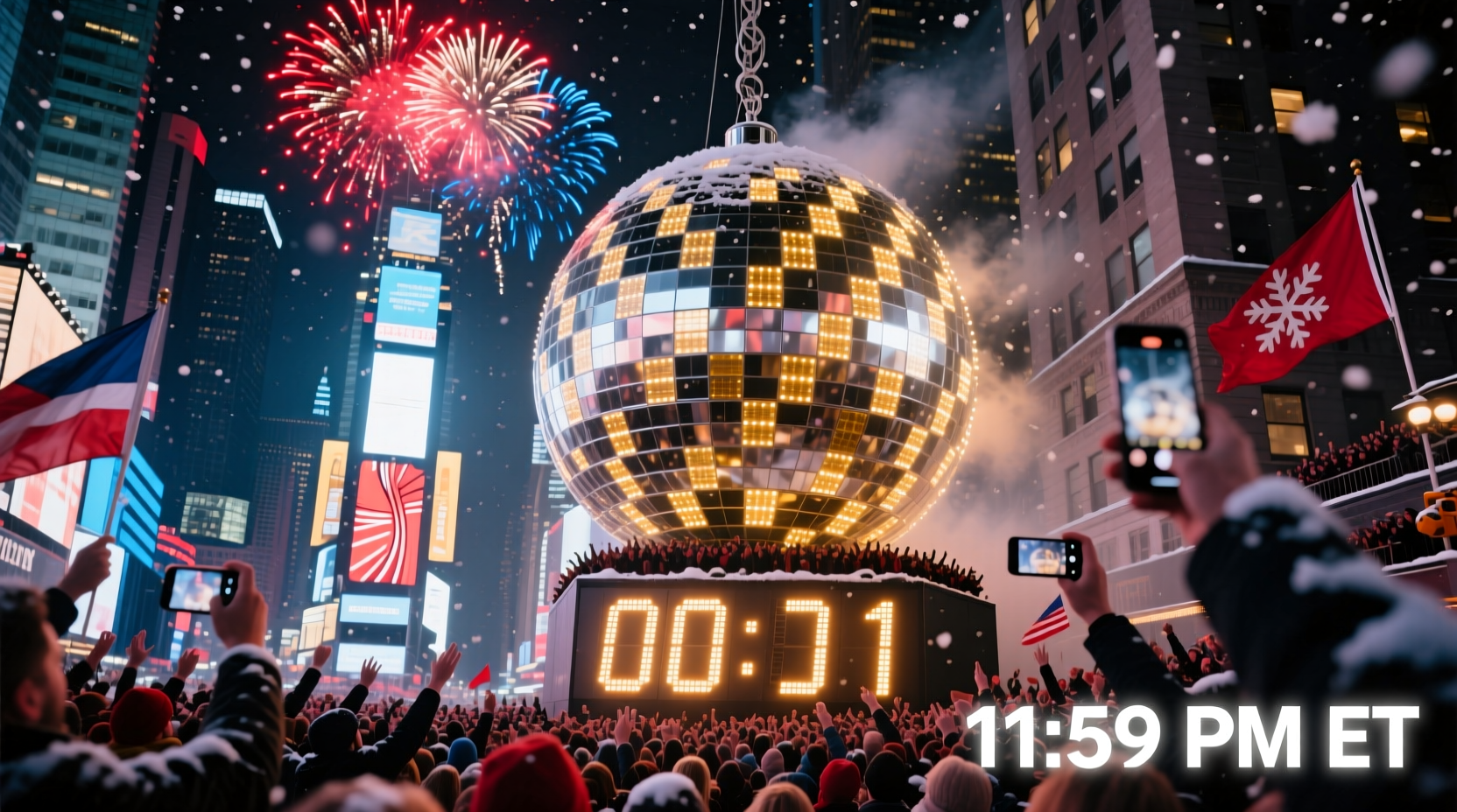 New Year's Eve Ball Drop Starts at 11:59 PM ET in Times Square