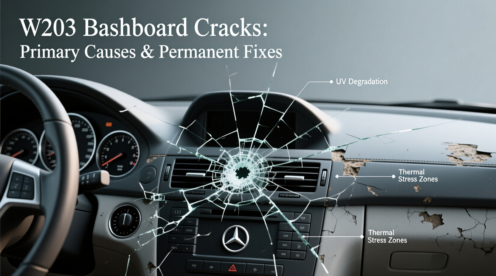 W203 Dashboard Cracks: Primary Causes & Permanent Fixes