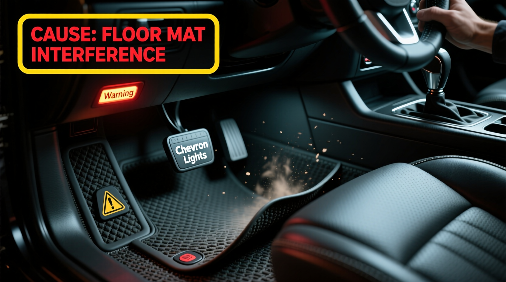 Chevron Mat Warning Lights Cause: Floor Mat Interference