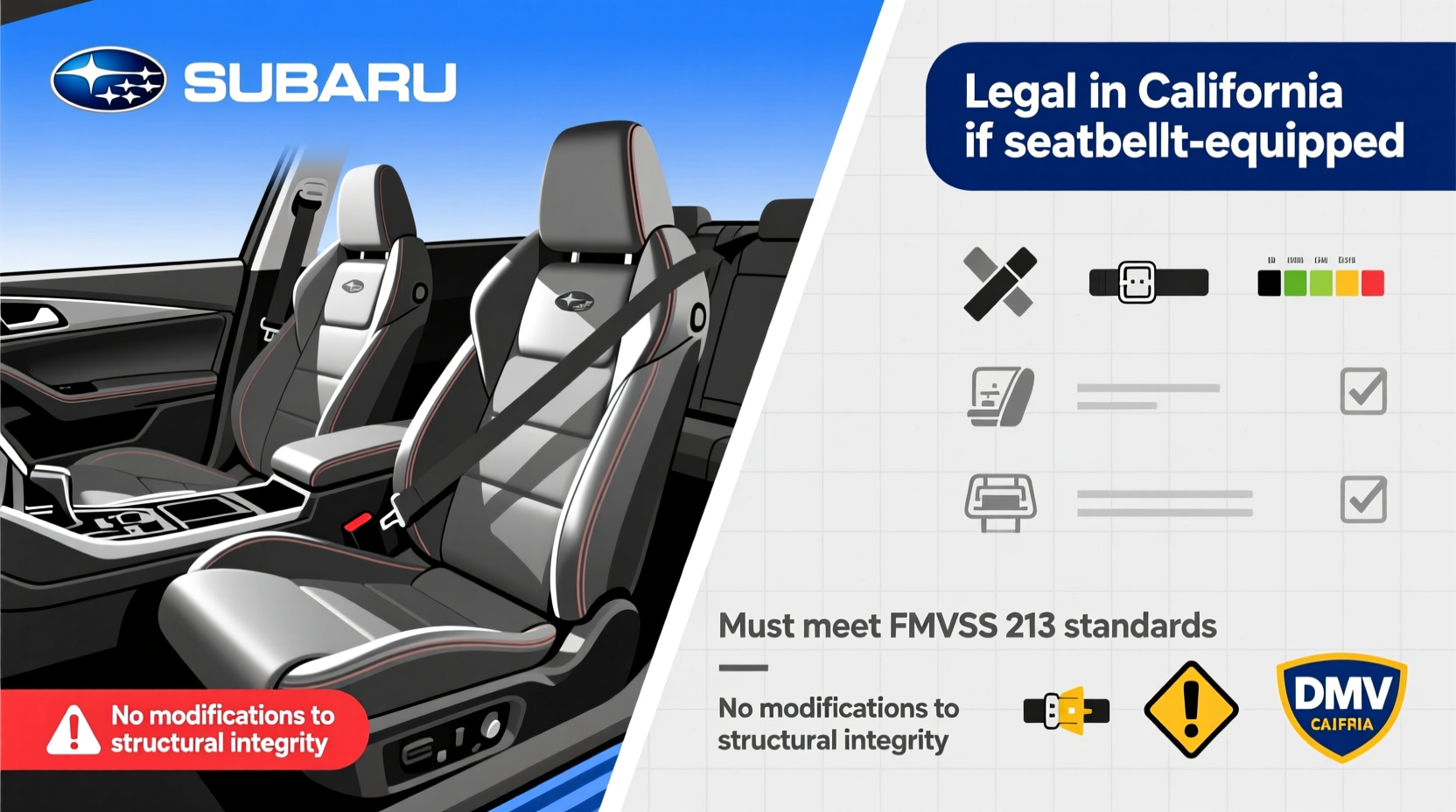 California Subaru Bucket Seat Legality: What's Legal in 2024
