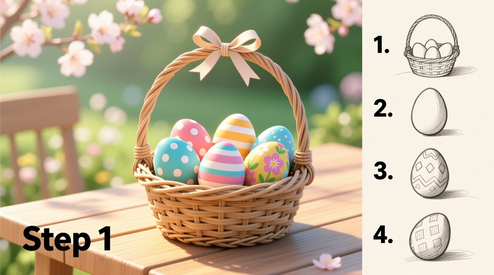 How to Draw an Easter Basket with Eggs – Step-by-Step Guide