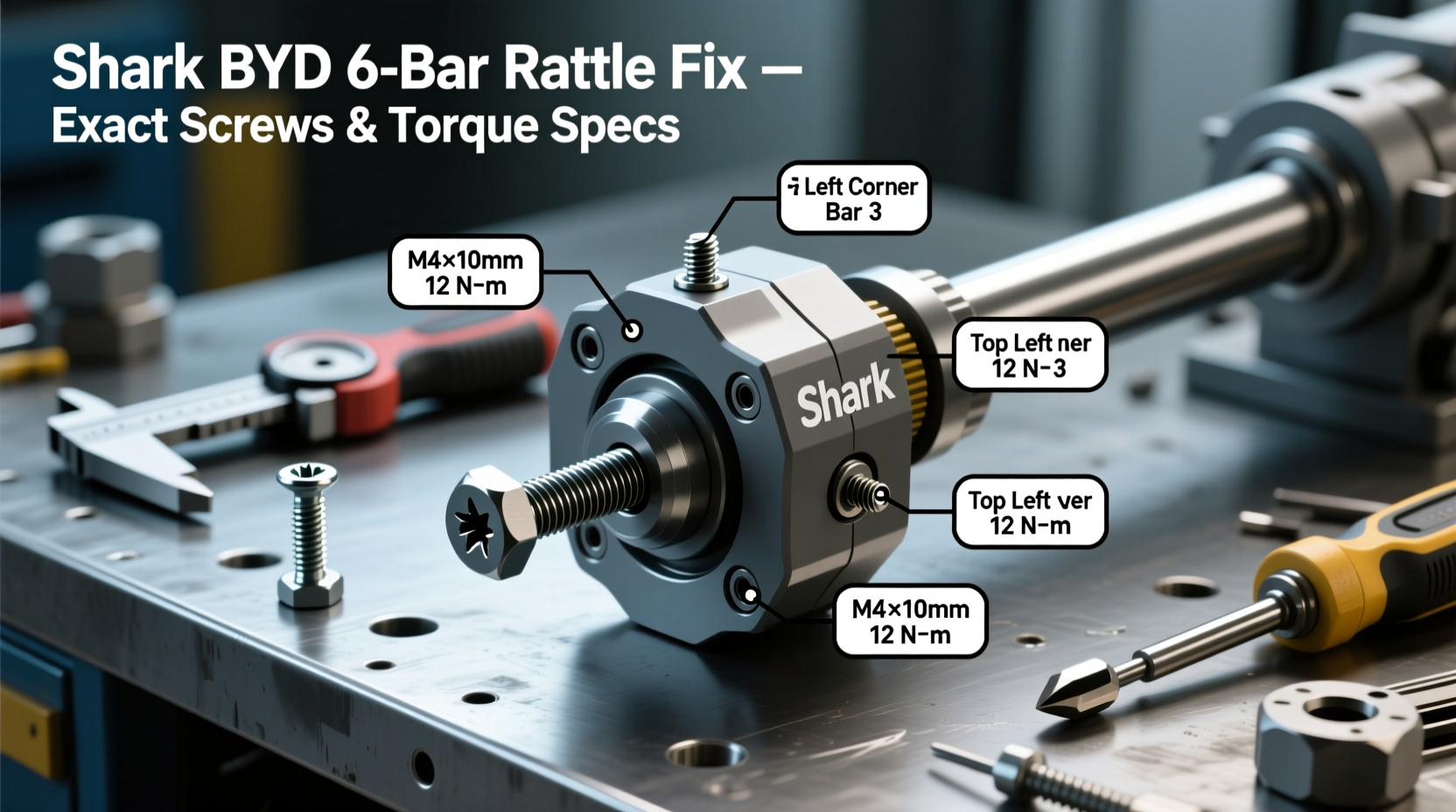 Shark BYD 6-Bar Rattle Fix: Exact Screws & Torque Specs