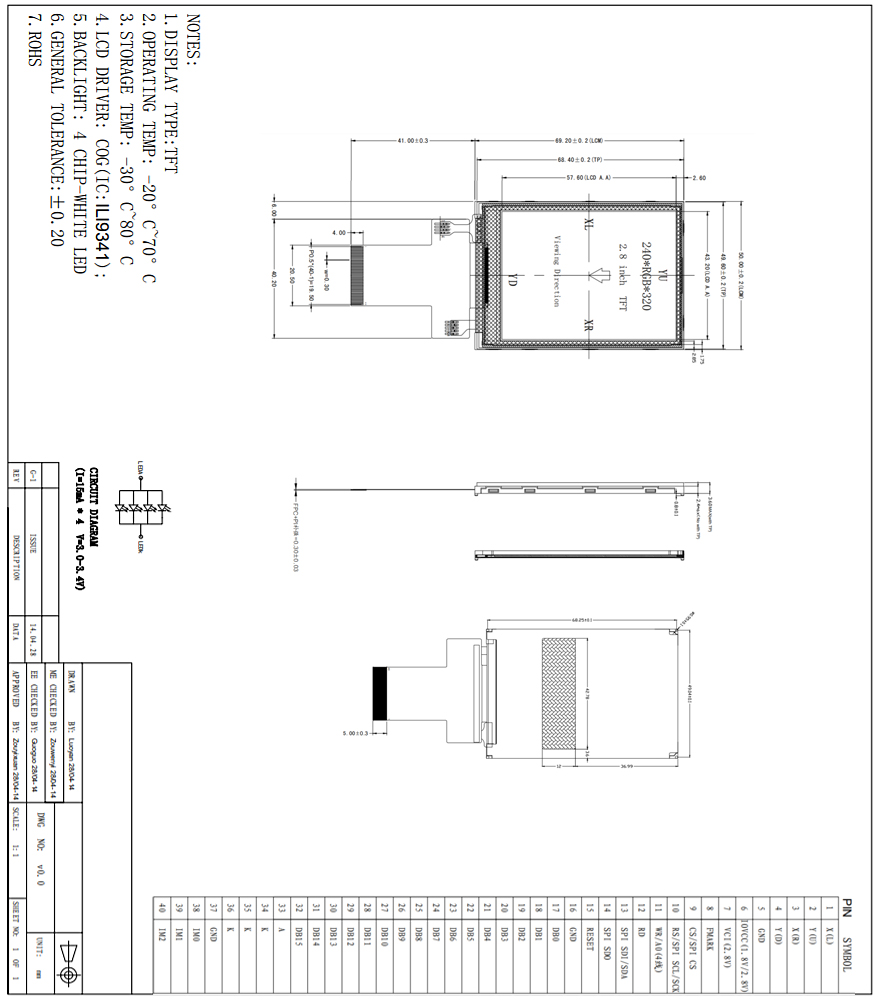 China Low Price 2.8 Inch Screen RGB 40 Pin 240x320 2.8 TFT LCD With ...