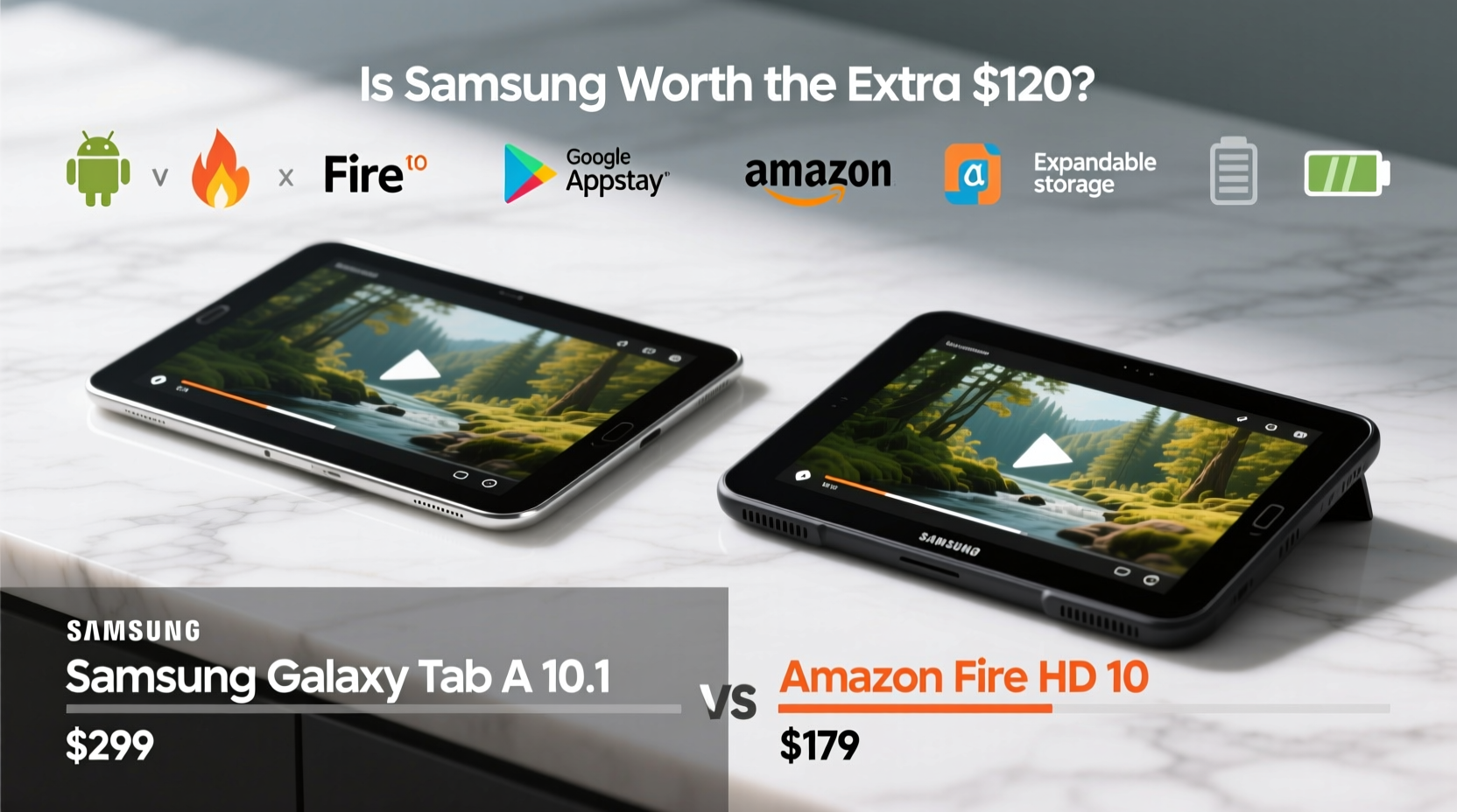 Samsung Galaxy Tab A 10 1 Vs Amazon Fire Hd 10 Is The Samsung Worth The ...