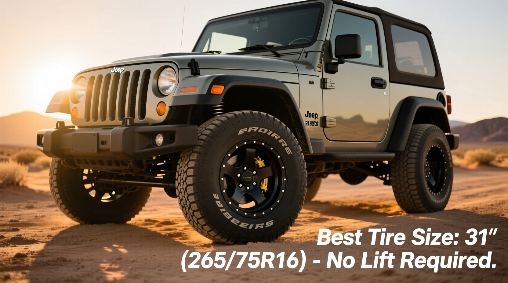 Best Tire Size for Jeep Wrangler TJ with No Lift