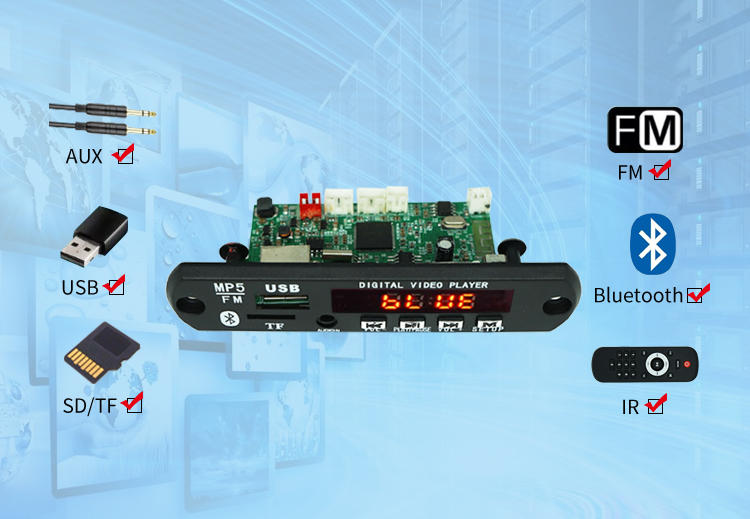 12V Wireless Bluetooth MP4 Video Kit MP5 Player Decoder Board Module TV ...