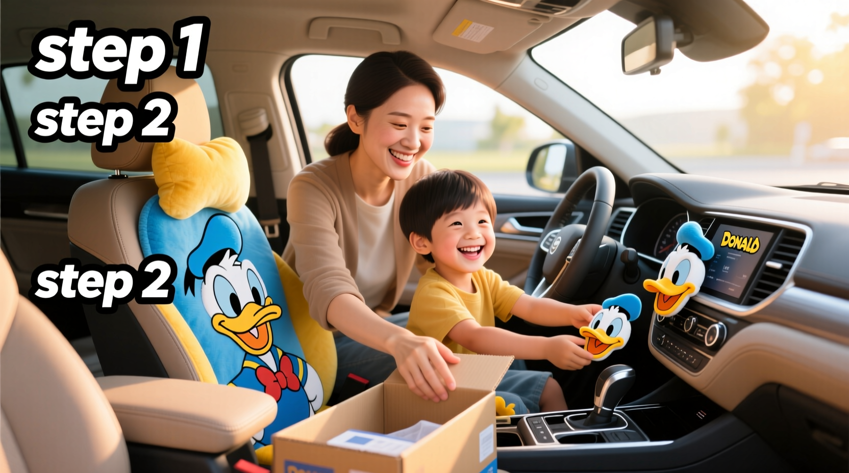 Simple Steps To Easily Install Donald Duck Car Interior Decorations For ...