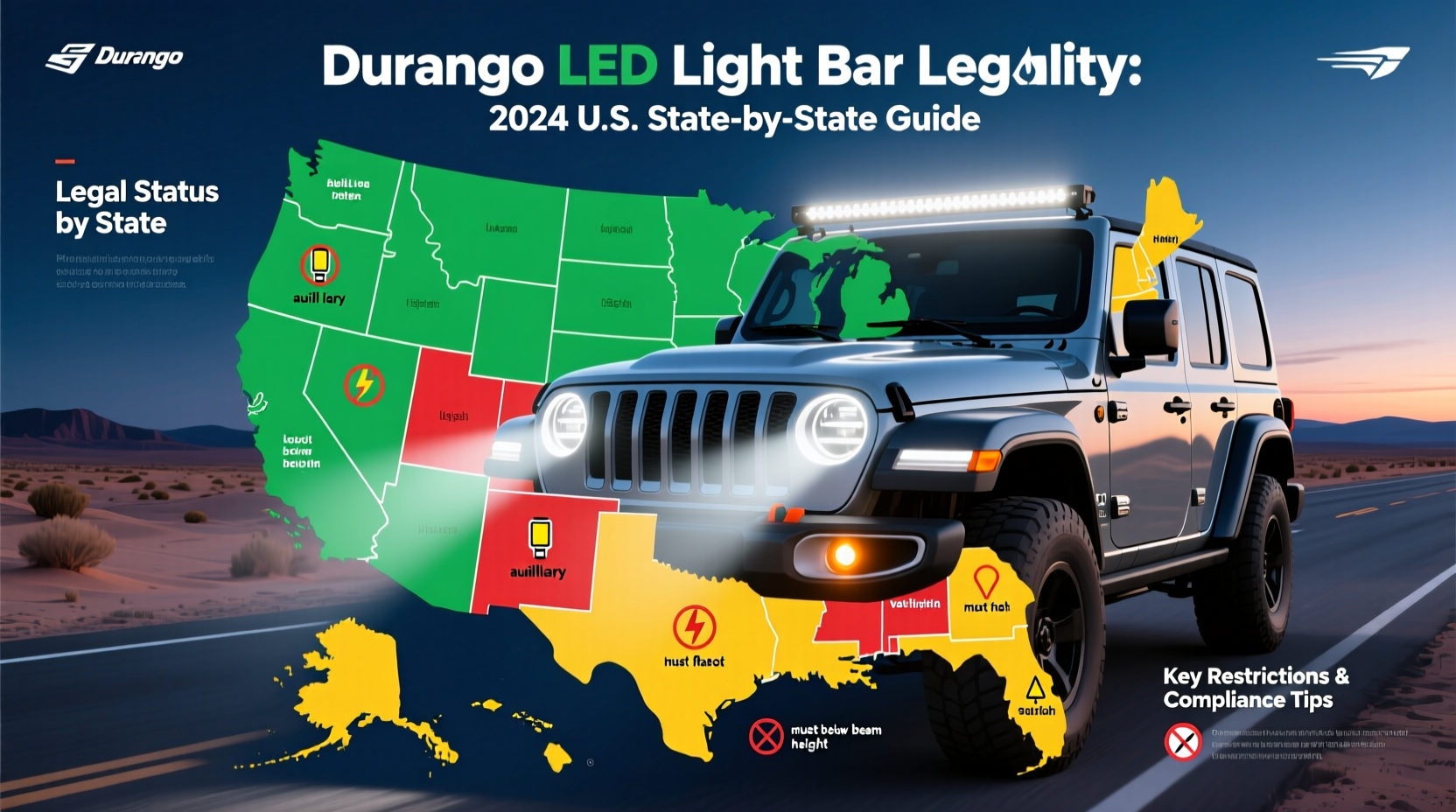 Durango LED Light Bar Legality: U.S. State-by-State Guide