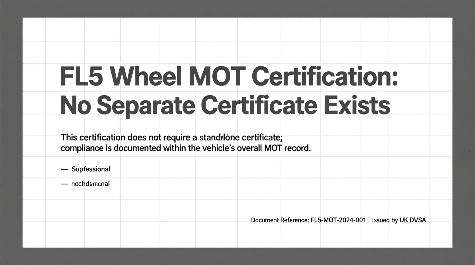 FL5 Wheel MOT Certification: No Separate Certificate Exists