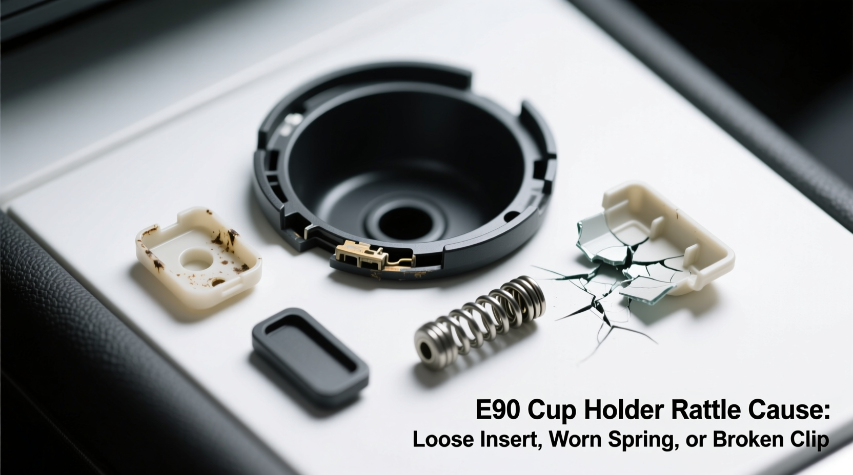 E90 Cup Holder Rattle Cause: Loose Insert, Worn Spring, or Broken Clip