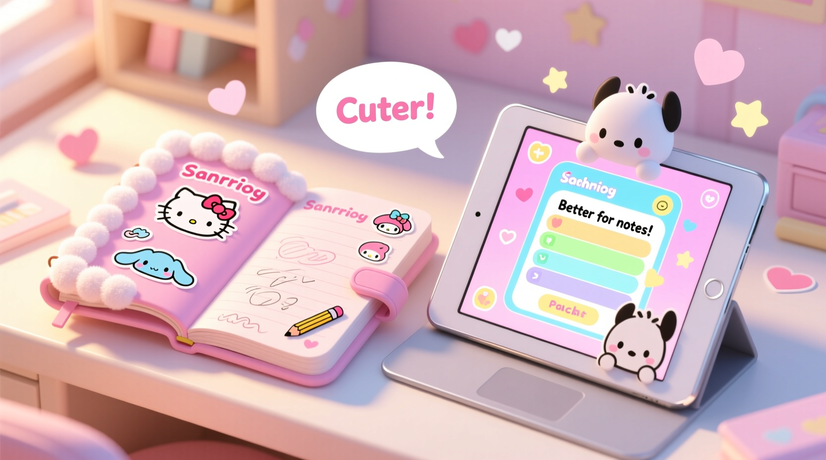 Sanrio Notebook Vs Tablet Which Is Cuter And Better For Notes