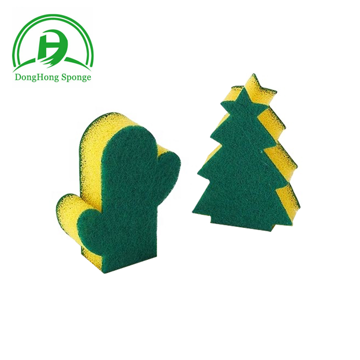 Wholesale Christmas Tree Shaped Kitchen Cleaning Sponge Scrubber All Season Pot Cleaning Sourcing Clean Sponge Pad Finished