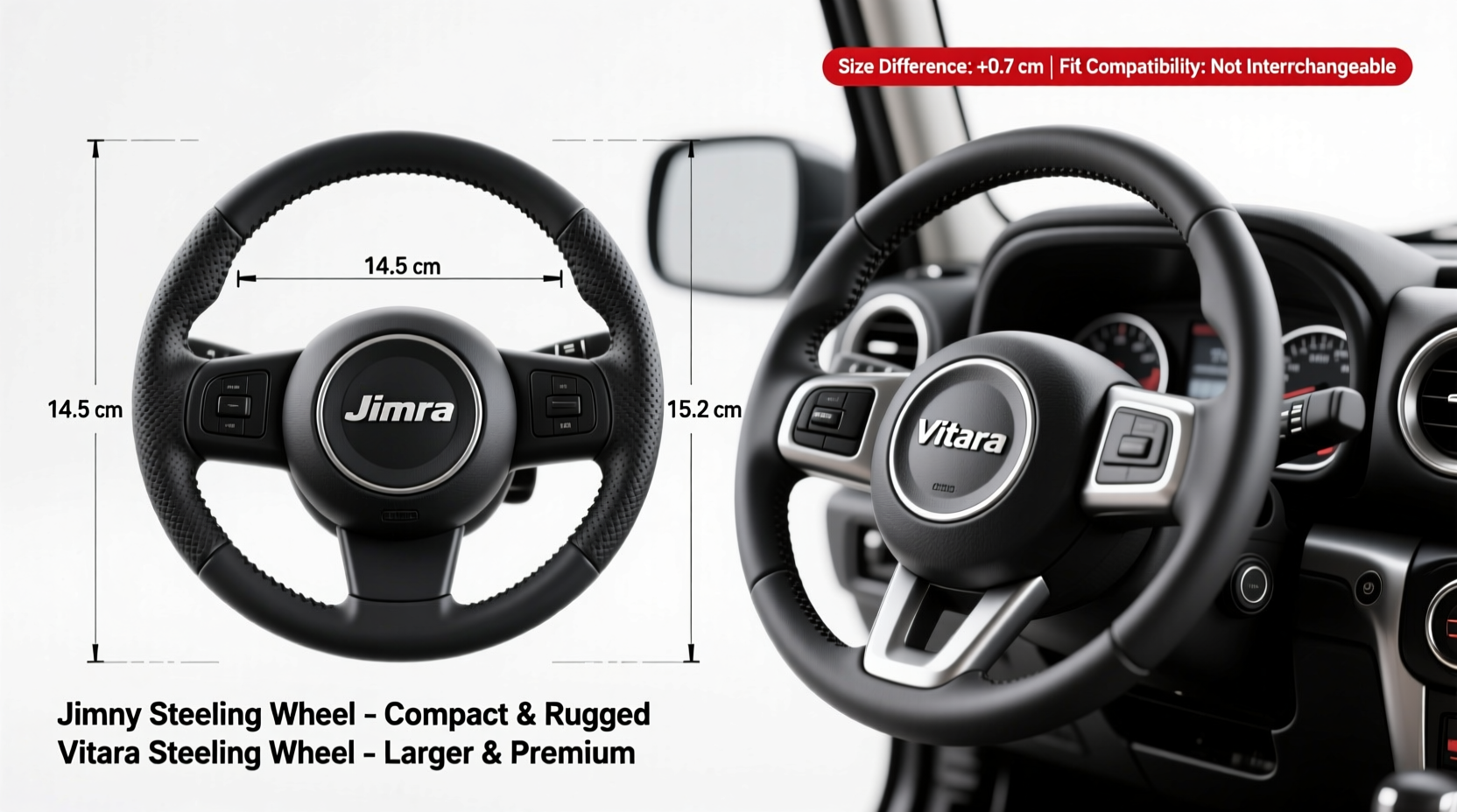 Jimny vs Vitara Steering Wheel: Size, Fit & Compatibility Explained