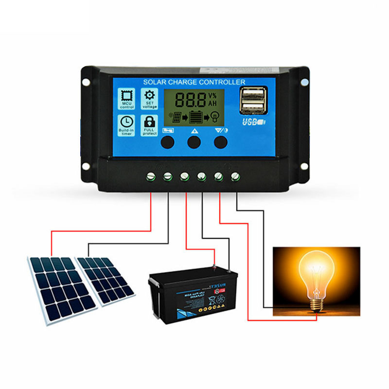 Hinergy 12V 24V 10A 20A 30A LCD PWM Li-ion Charge Controller Solar Li ...