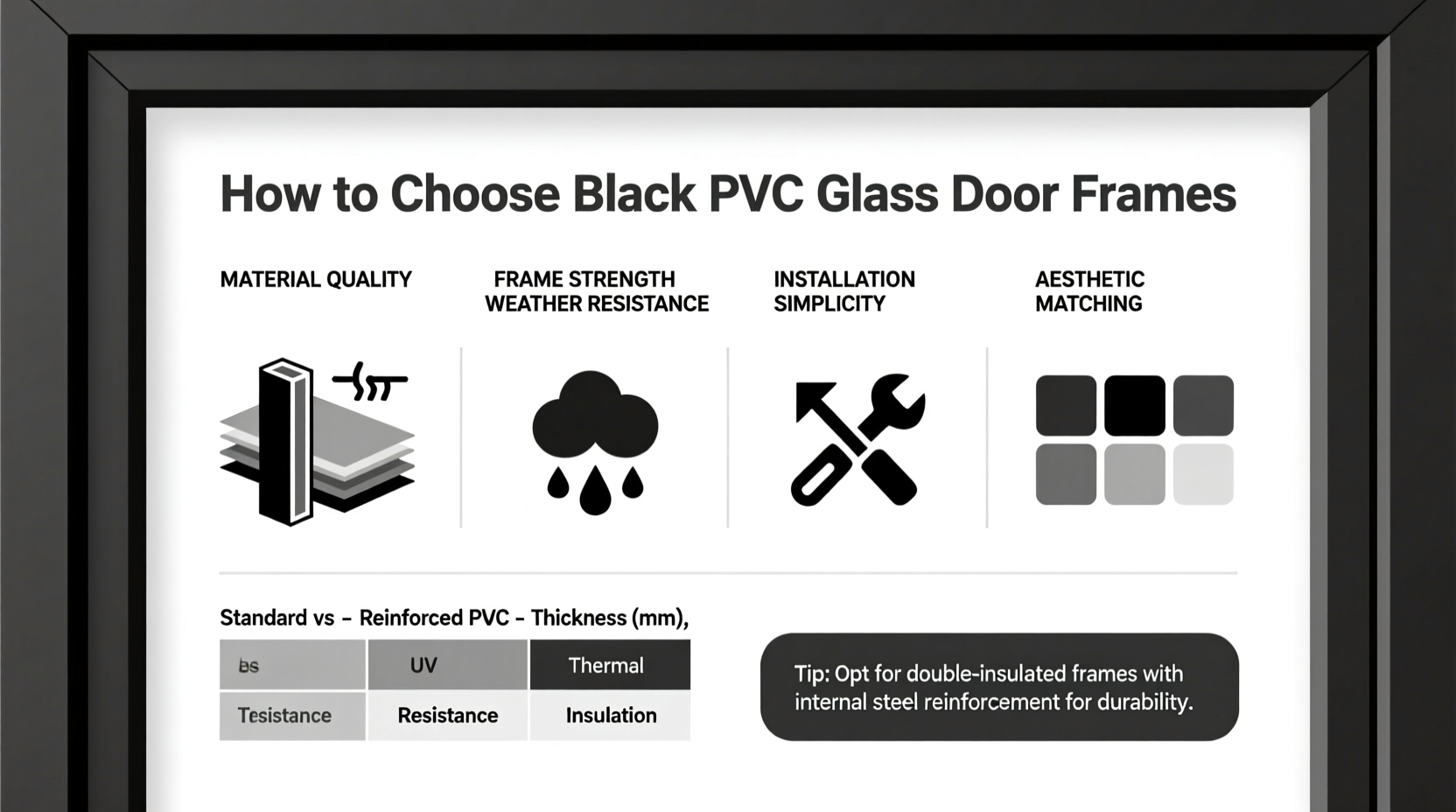 How to Choose Glass Door Frames Black PVC: Buying Guide